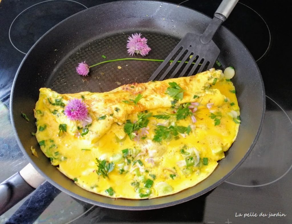 Omelette aux oignons nouveaux 100% du potager - La Pelle du Jardin